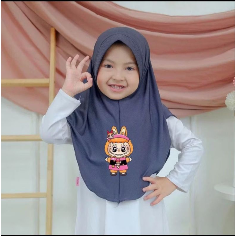 Jual Hijab labubu anak viral umur 2-8 tahun Jersey premium/hijab instan ...