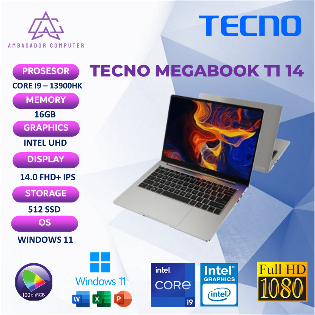 Jual Tecno Megabook T1 14 I9 13900HK 16GB 512GB 100% sRGB Windows11 IPS | Shopee Indonesia
