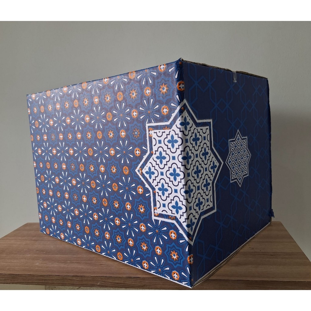 Jual KARDUS LEBARAN 32x30x29 - BIRU NEW DESIGN | Shopee Indonesia