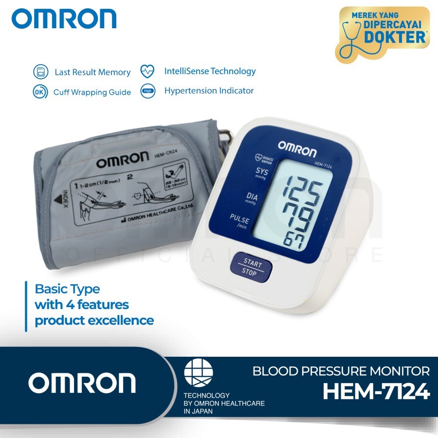 Jual OMRON Blood Pressure Monitor HEM-7124 Tensimeter Digital | Shopee Indonesia
