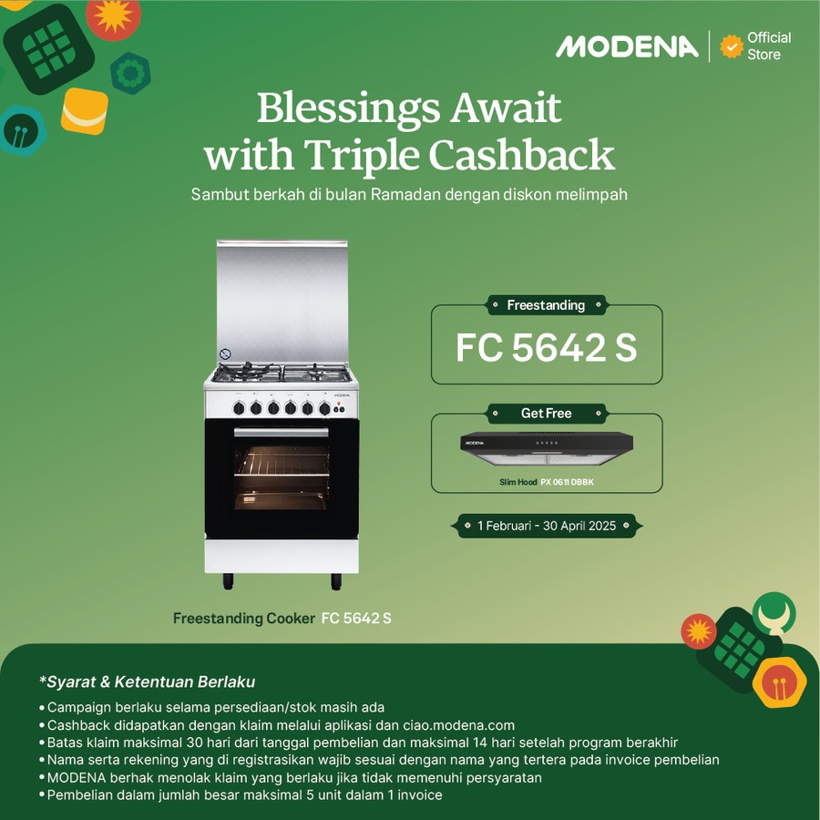 Jual Modena FC 5642 S - freestanding cooker stainless steel 60cm ...