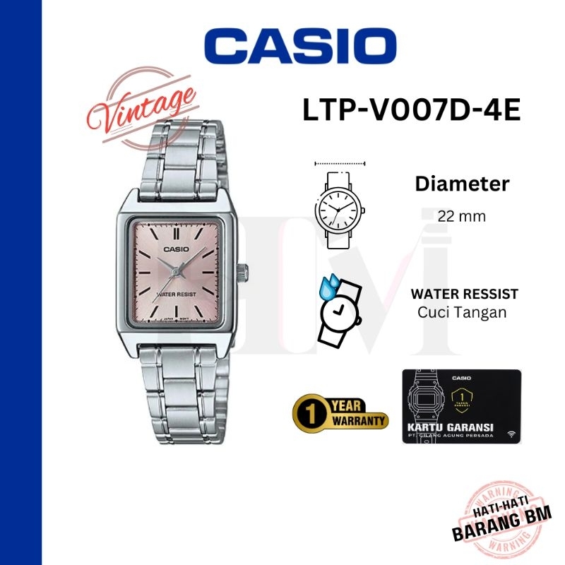 Jual CASIO LTP-V007D-4EUDF Jam Tangan Wanita Original Analog Rantai Antiair LTP-V007D-4E ltpv007 ...