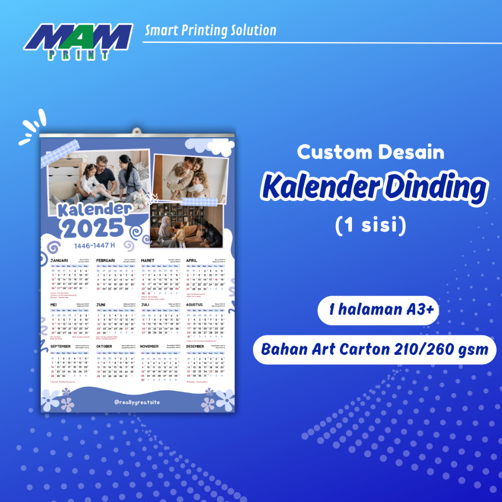 Jual Cetak Kalender Dinding 2025 Custom Foto / Print Calender Poster Ukuran A3+ Kalendar Unik ...