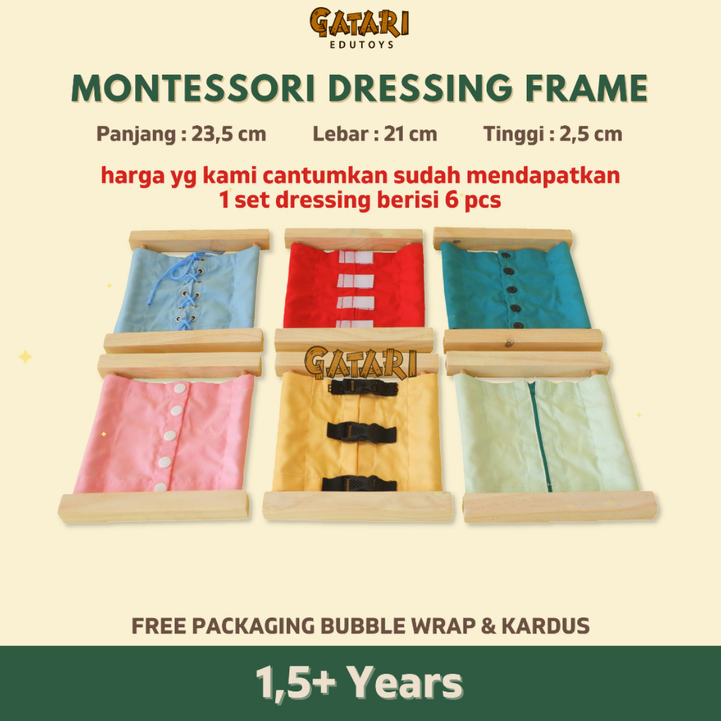 Jual Gatari Edutoys / Montessori Dressing Frame / Mainan Montessori ...