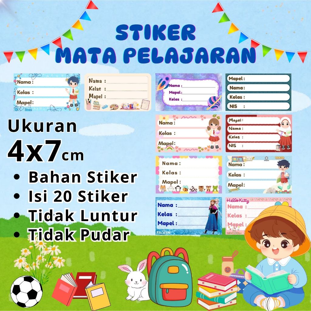 Jual Isi 20 Stiker Mapel Label Buku Pelajaran Sekolah Sticker Mata ...