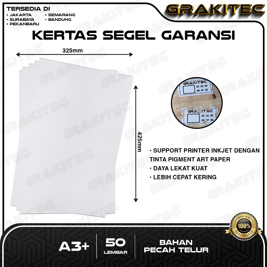 Jual Sticker Segel Garansi Pecah Telur A3+ 325*485mm isi 50/100 Lembar ...