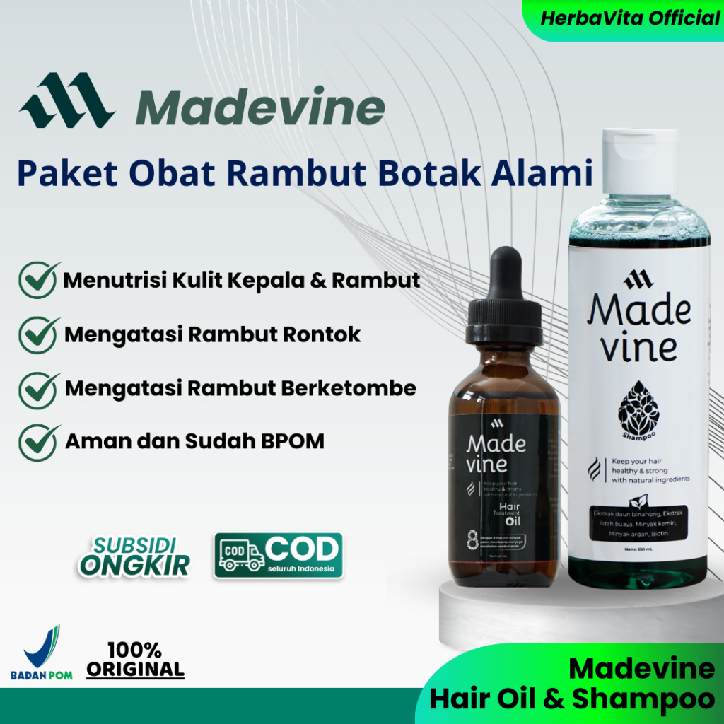 Jual Paket Madevine Hair Oil & Shampoo - Obat Rambut Botak Alami Untuk ...