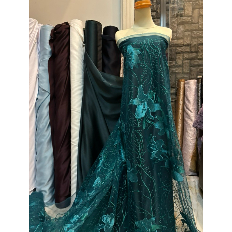 Jual Bahan Kain Brokat Tile Embroidery Summer Floral 2tone Motif Bunga ...