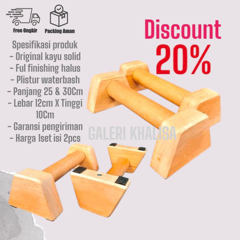 Jual Mini Wooden Paralletes Push up bar / Paralletes Woden Bar Kayu ...