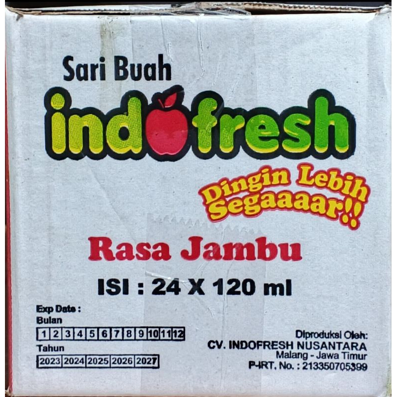 Jual Air Minum Kemasan Indofresh Sari Buah Rasa Jambu 120ml 1 Dus ...