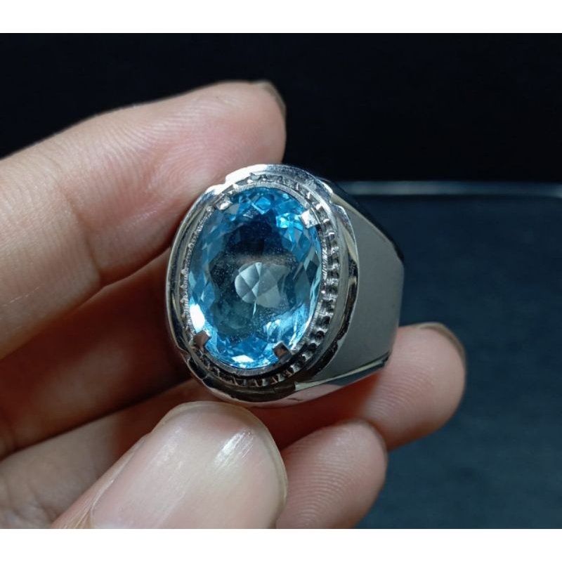 Jual BATU CINCIN PERMATA BLUE TOPAZ ASLI NATURAL LENGKAP DENGAN ...