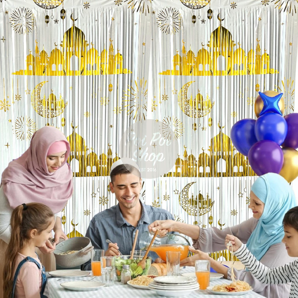 Jual Tirai Backdrop Hiasan Idul Fitri Ramadhan Dekorasi Lebaran Resto ...