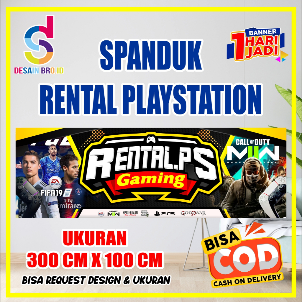 Jual SPANDUK/BANNER RENTAL PLAYSTATION UKURAN 300X100 CM | Shopee Indonesia