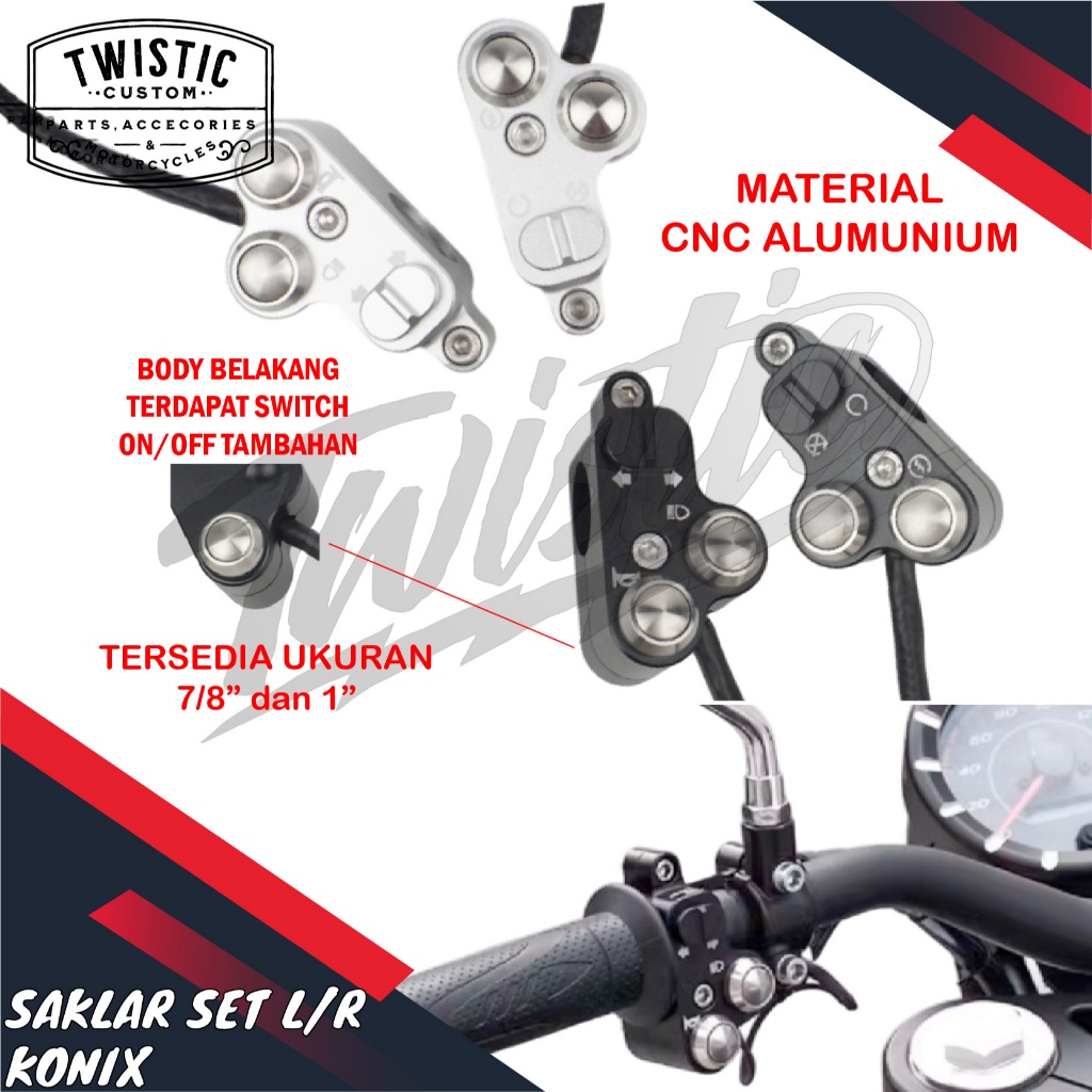 Jual Saklar Holder Switch Konix Kanan Kiri Set Moto Custom Universal ...