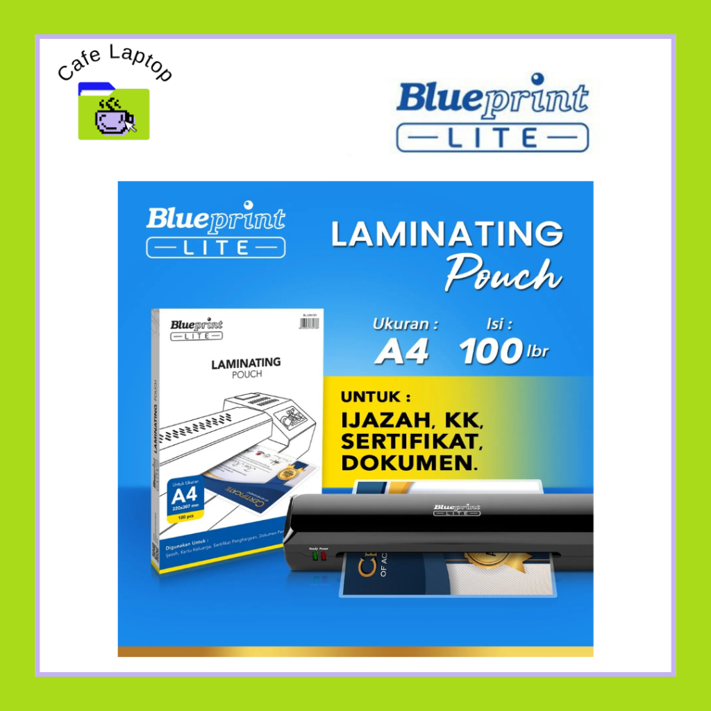 Jual Plastik Laminating Pouch Film Panas BLUEPRINT Lite A4 - Isi 100 1 ROLL | Shopee Indonesia