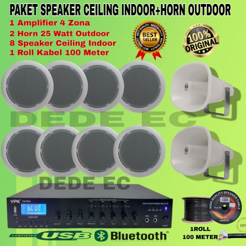 Jual PAKET SPEAKER CEILING TOA INDOOR+SPEAKER HORN 25 WATT OUTDOOR ...