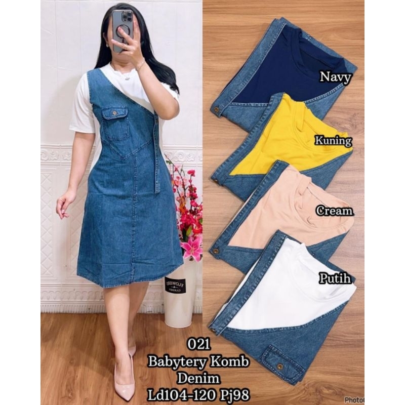 Jual LF 021 MINI DRESS DENIM MIX BABYTERRY BKK | Shopee Indonesia