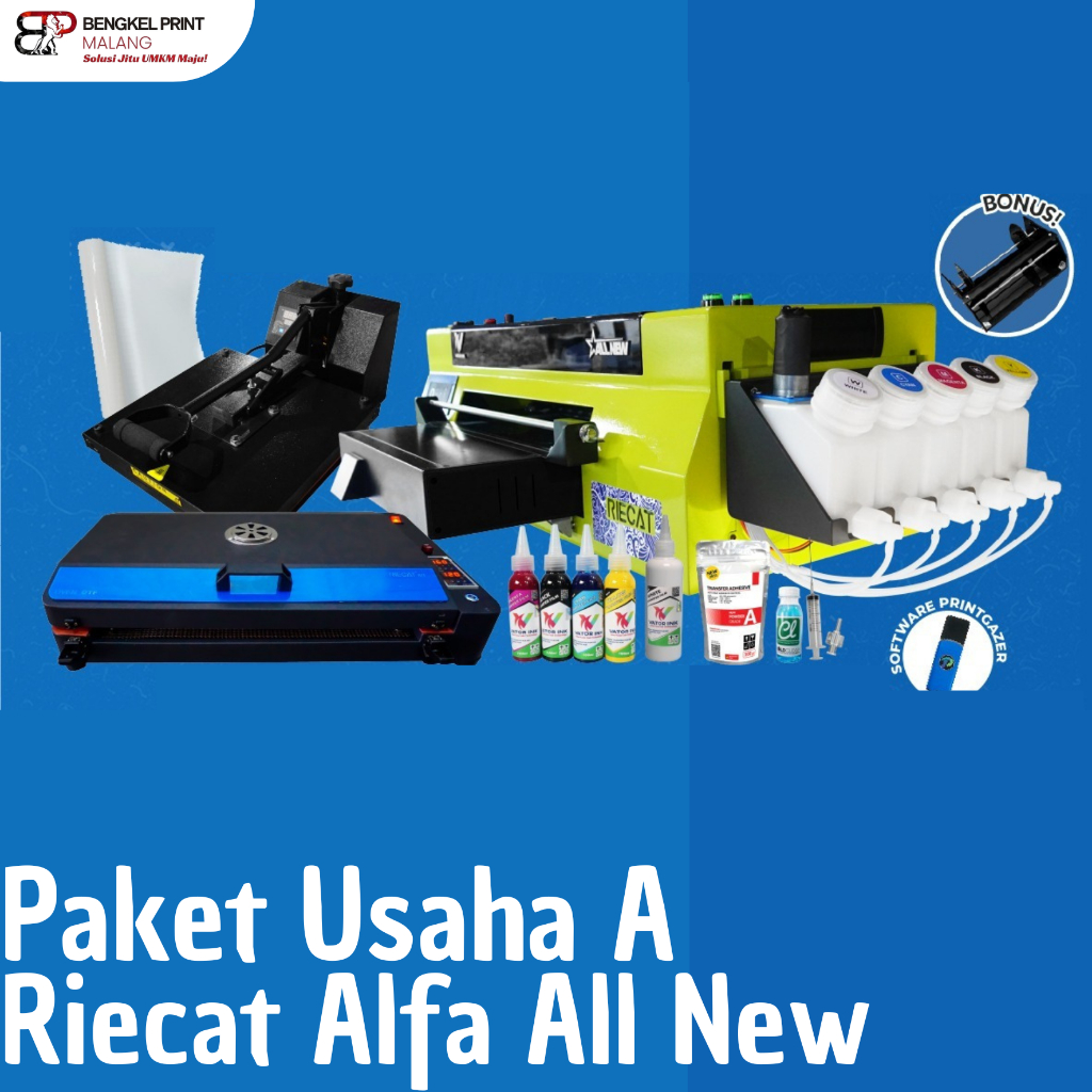 Jual Paket Usaha Sablon DTF | Paket Mesin Riecat Alfa All New Lengkap | Shopee Indonesia