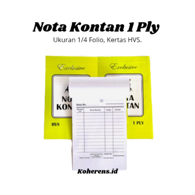 Jual Buku Nota 1 Ply Kecil Murah HVS Ukuran 1/4 Folio 16x10cm Nota ...