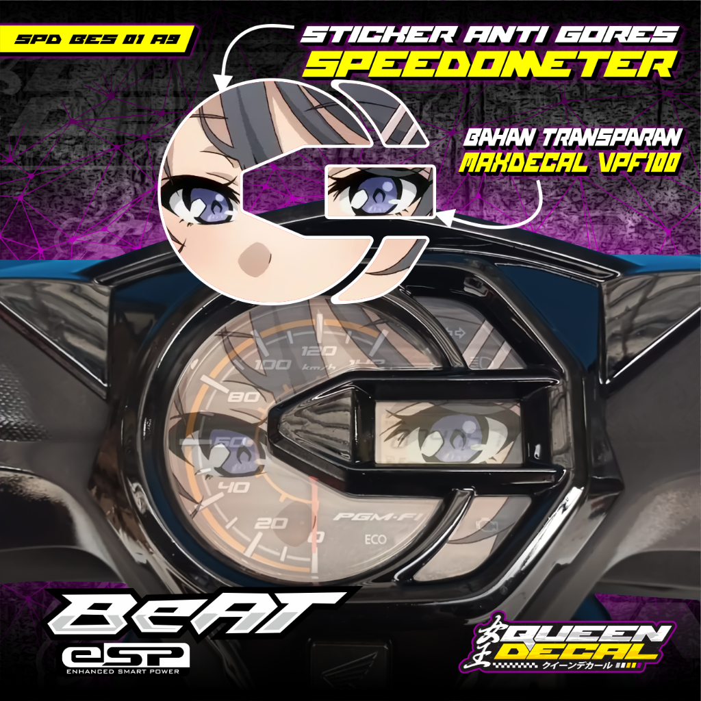 Jual Speedometer Stiker Transparan Desain Anime Mai Sakurajima Beat ESP ...