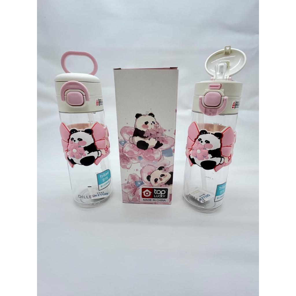 Jual (PO) BOTOL MINUM DILLER TRITAN 630ML – Desain Panda Sakura dengan One-Touch Lid & Strap ...