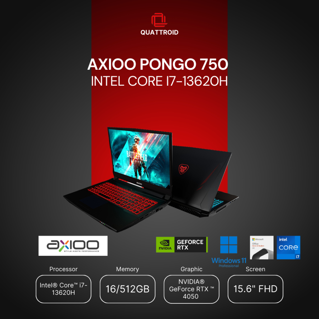 Jual AXIOO PONGO 750 I7 13620H / RTX4050 / 16GB 512GB - WINDOWS 11 ...