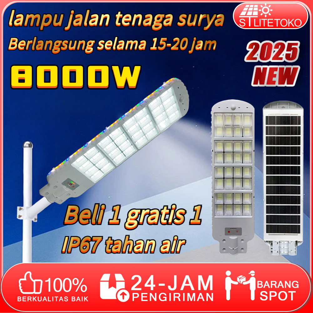 Jual 2025 Produk Baru 8000W lampu tenaga surya outdoor IP67 tahan air lampu jalan tenaga surya ...