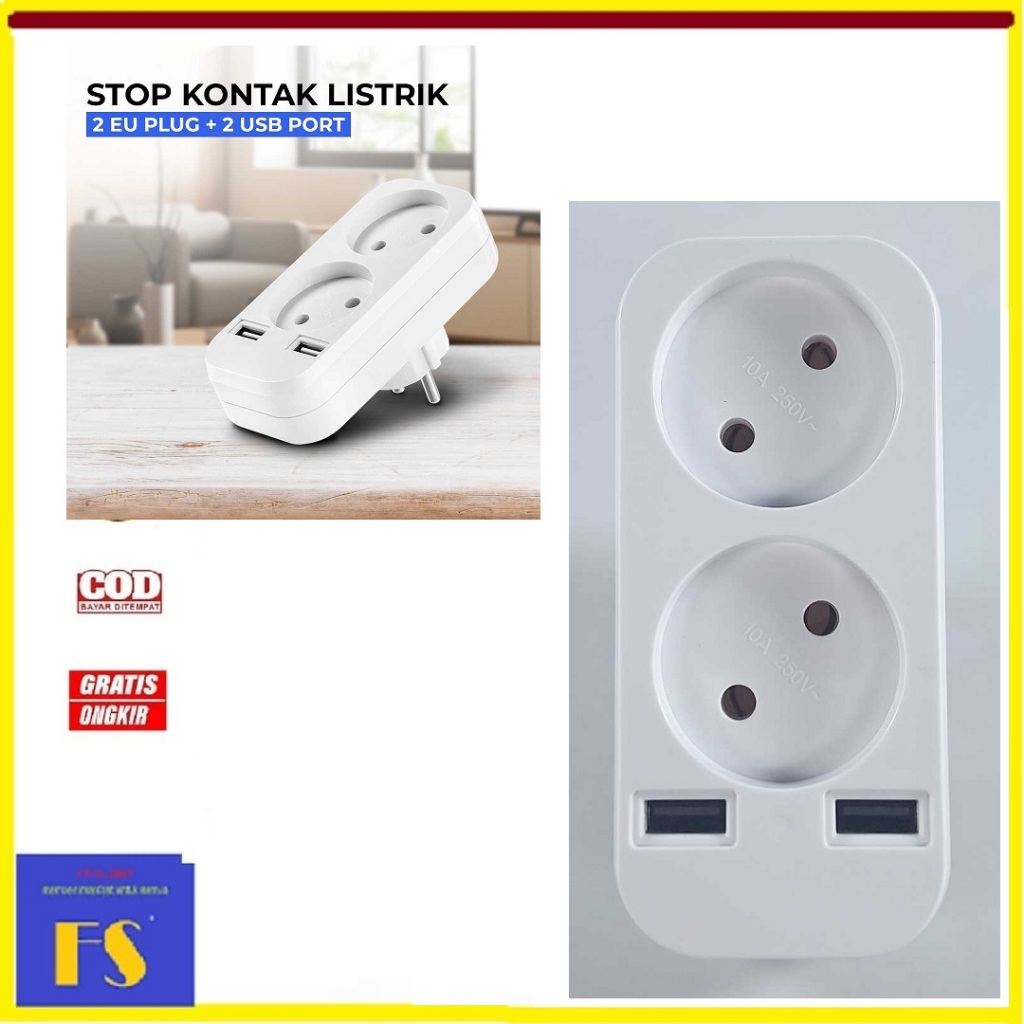 Jual Stop Kontak DInding Listrik Safety Power Wall 2 EU Plug dan 2 USB ...