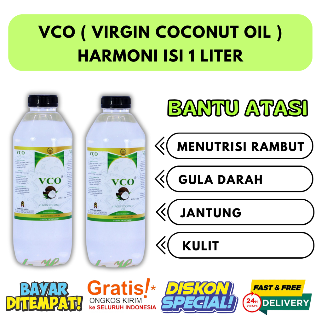 Jual VCO Harmoni Virgin Coconut Oil 1000 ml Minyak Kelapa Murni 1 Liter / Menjaga Kesehatan ...