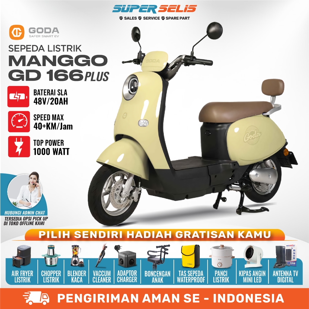Jual Sepeda Listrik GODA 166 Plus Mango 48V 20AH 48V/20AH Selis Garansi ...