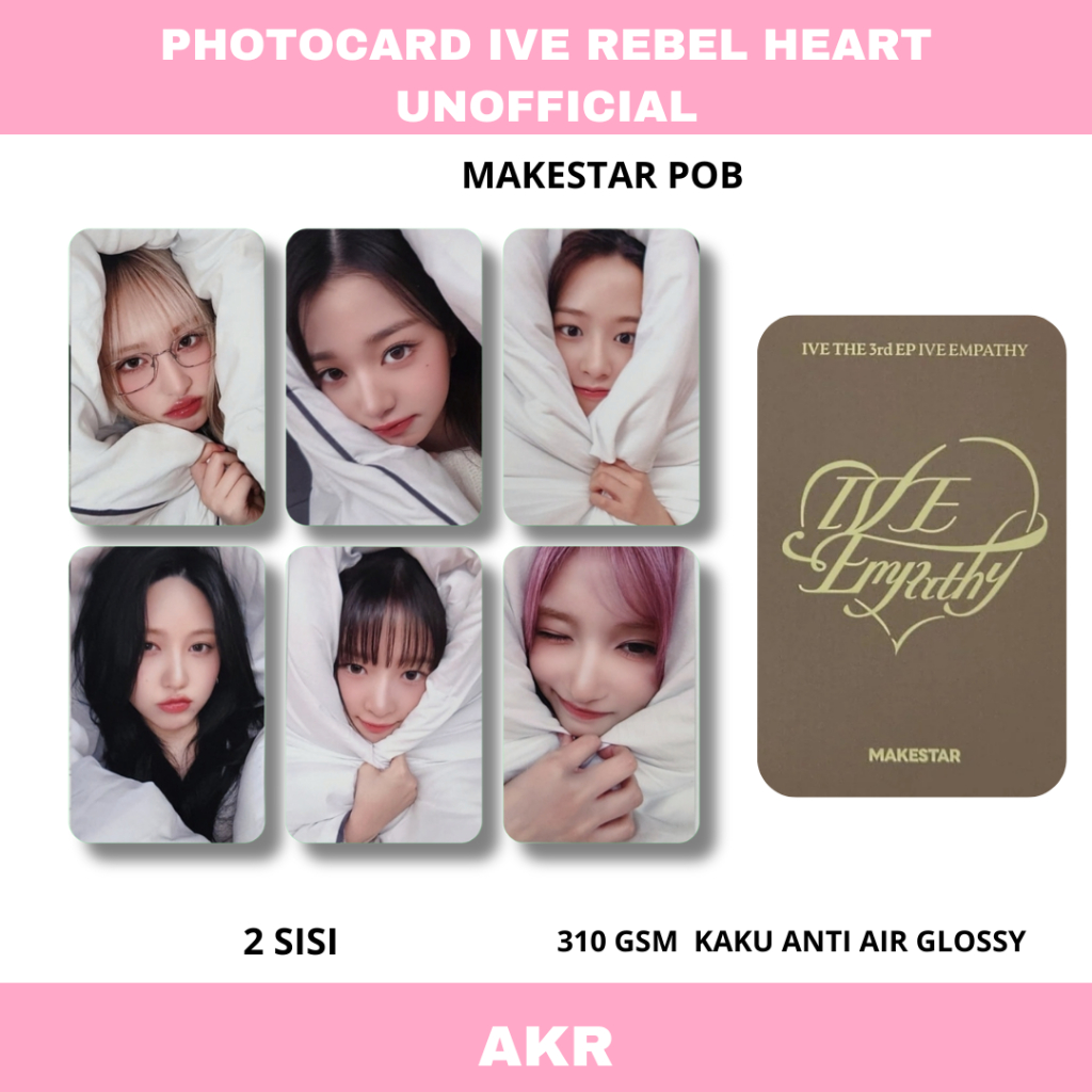 Jual PHOTOCARD UNOFFICIAL REBEL HEART IVE ISI 6 2 SISI 310GSM 2 SISI LAMINASI GLOSSY KAKU ANTI ...