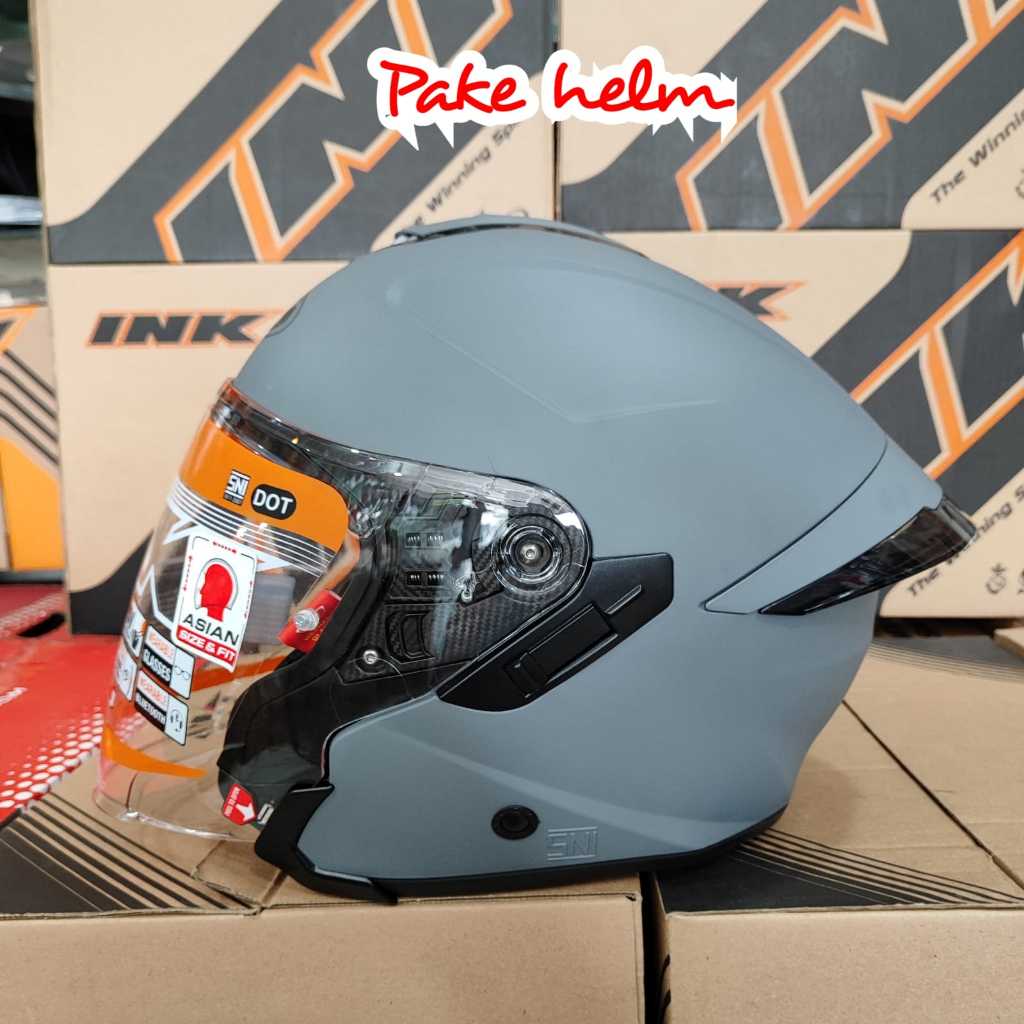 Jual HELM INK TERRA 2 GORILA GREY DOFF HALF FACE DOUBLE VISOR | Shopee ...