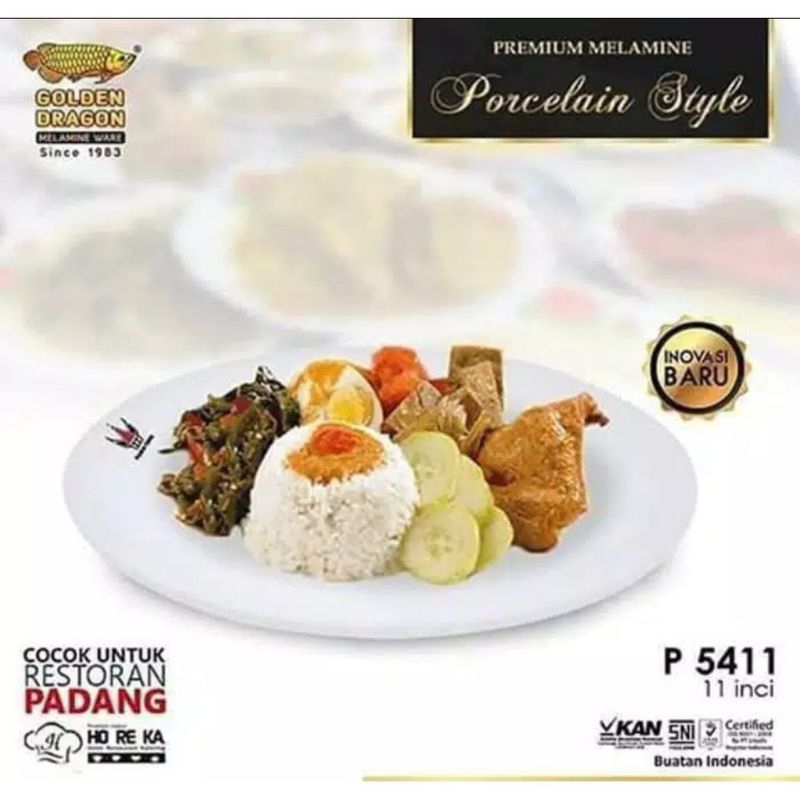 Jual Piring ceper 10,5 inch P5411 HOREKA Golden Dragon melamine - putih ...