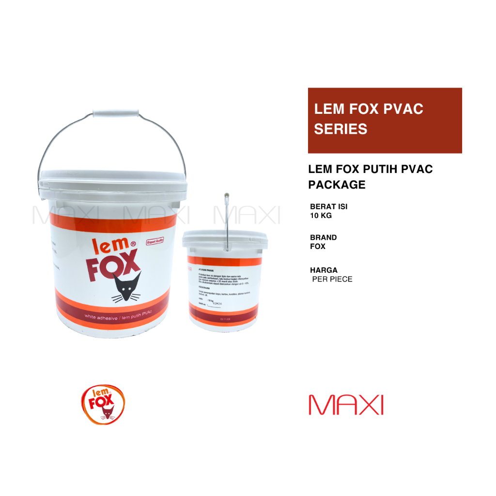 Jual FOX - PVAC - Ember/10 Kg - Lem Putih Series | Shopee Indonesia