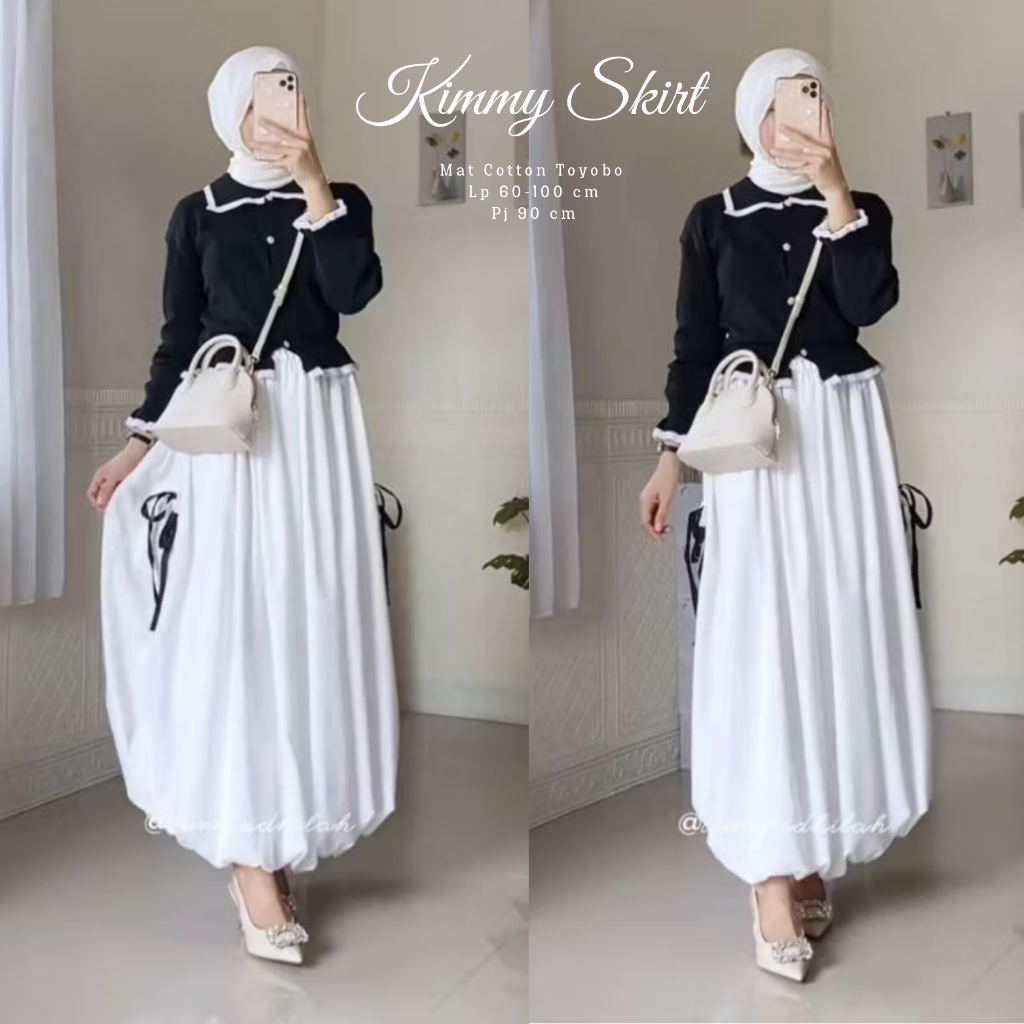 Jual Rok Balon Wanita Midi Skirt Ballon Bangkok Rok Baloon Pita Katun ...
