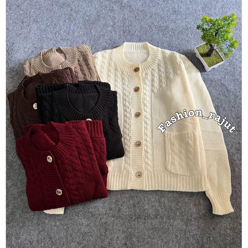 Jual Teressa Cable Cardy - Kardigan Rajut Wanita Terbaru Korean Style | Shopee Indonesia