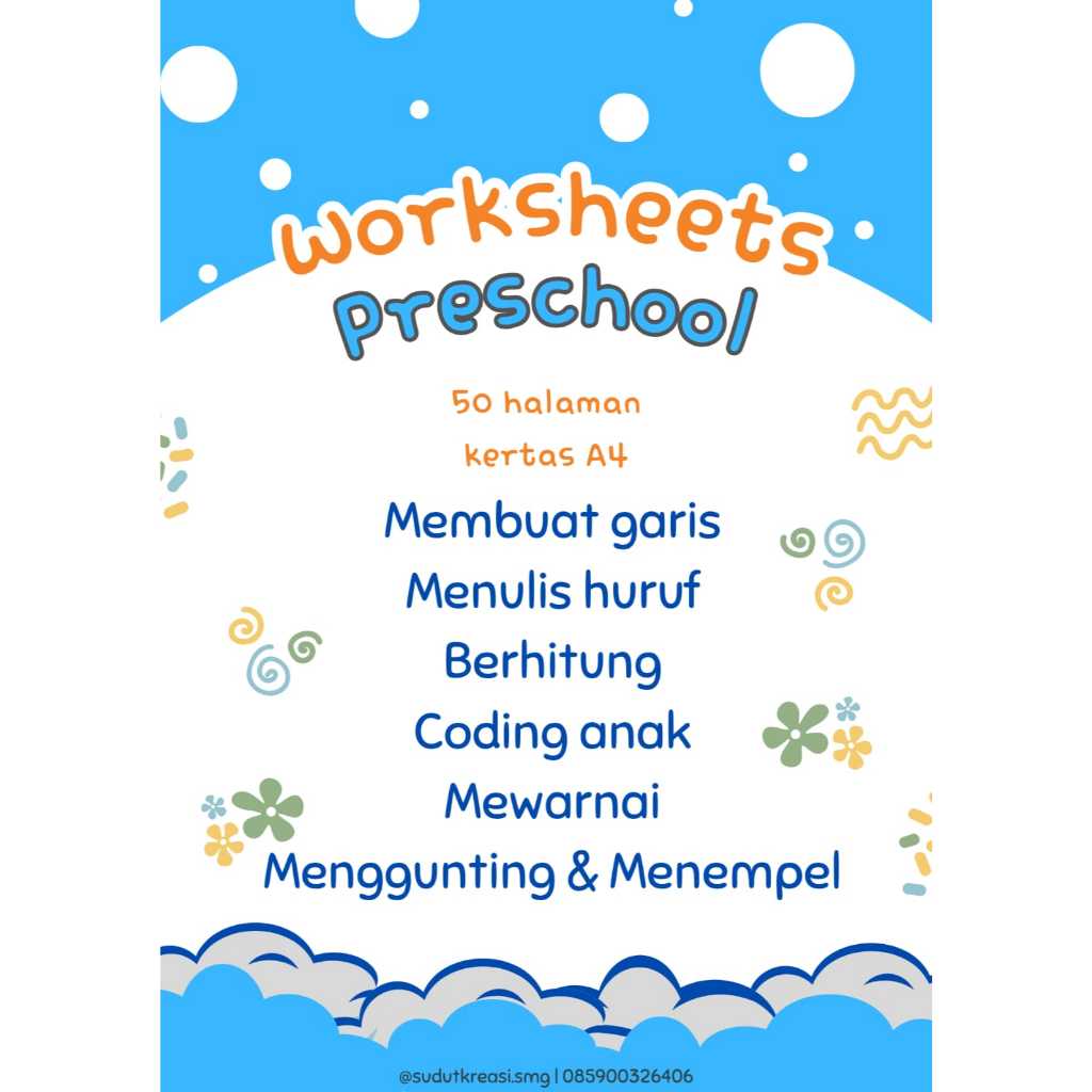 Jual Worksheets anak 50 lembar kerja preschool aktivitas untuk PAUD TK ...
