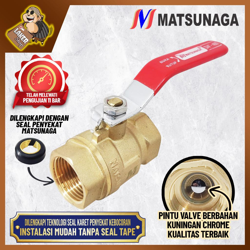Jual MATSUNAGA BALL VALVE KUNINGAN - 3/4 INCH | Shopee Indonesia