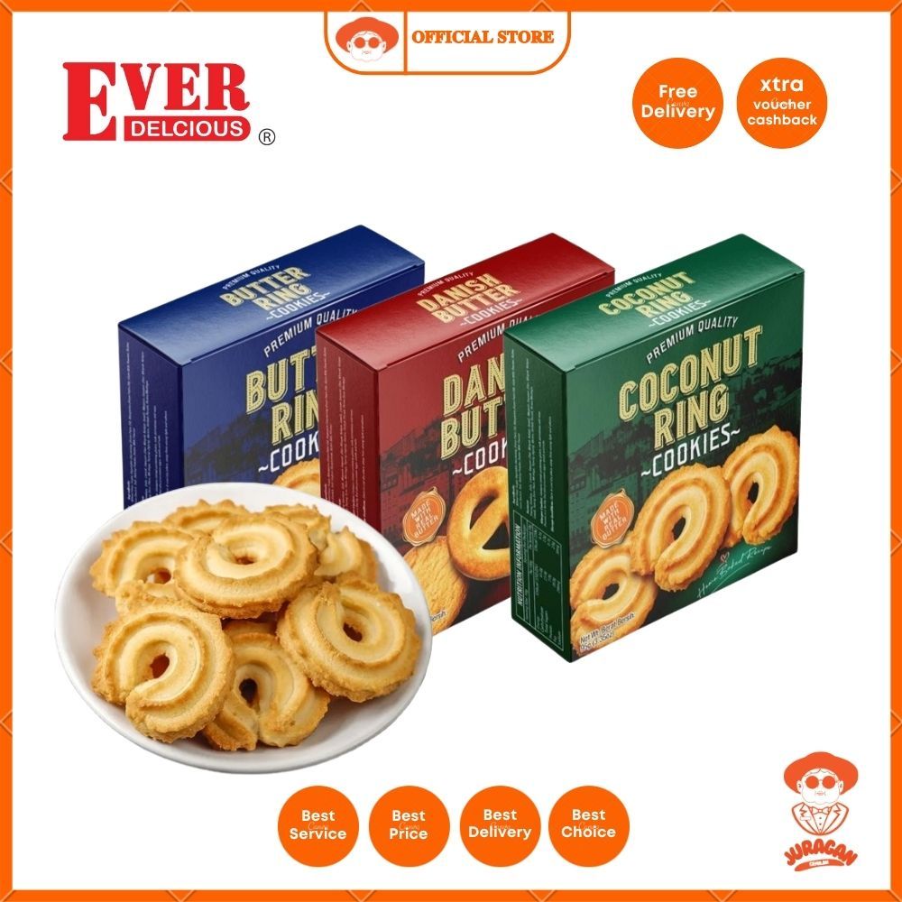 Jual Ever D.Cookies Danish Butter Coconut Ring Cookies Kemasan Box 95gr ...