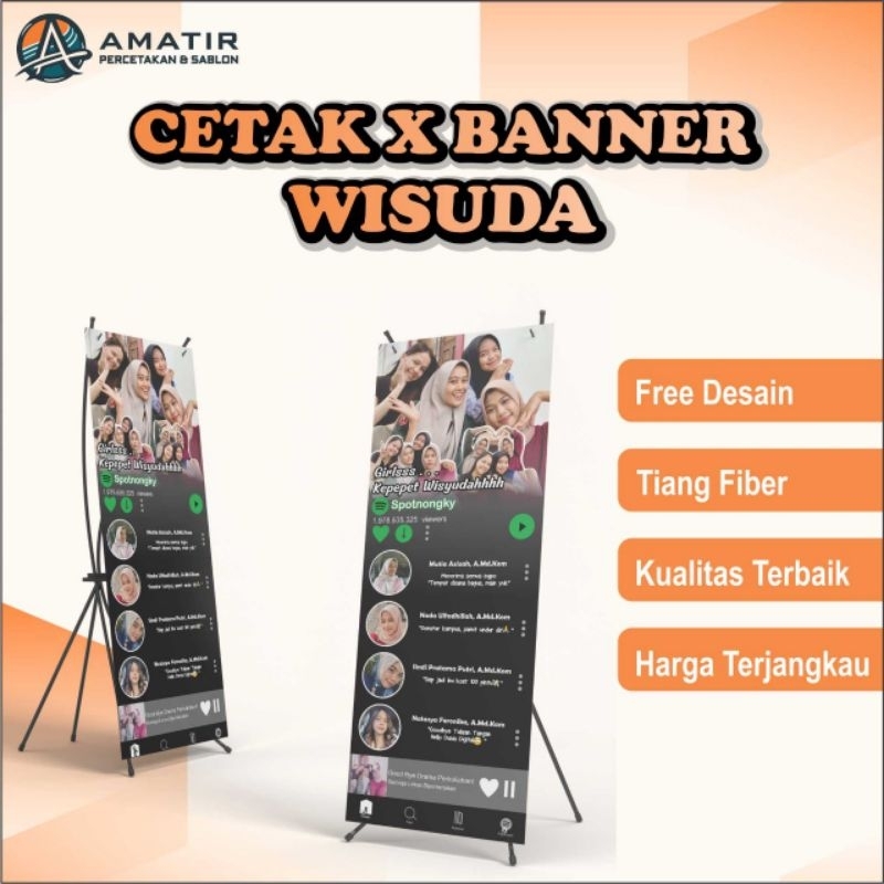 Jual CETAK X BANNER WISUDA FREE TIANG // UK 60 X 160CM // FREE DESAIN ...
