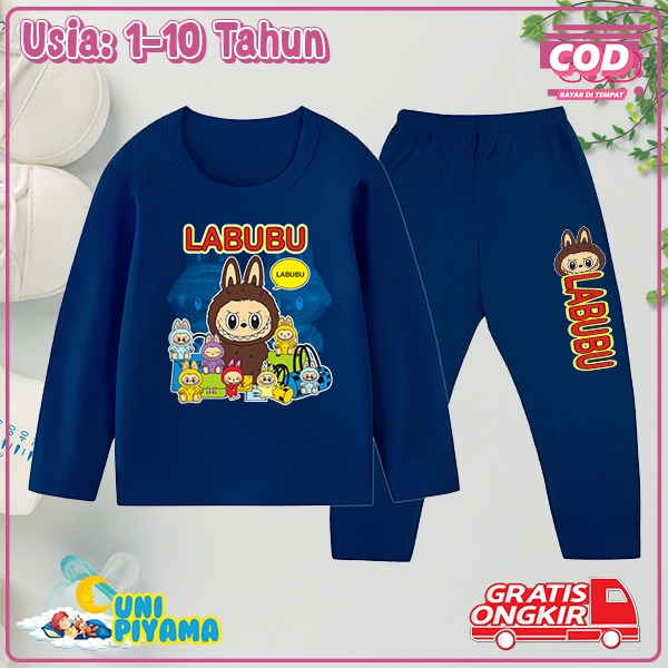 Jual Baju Tidur Labubu Stelan Panjang Anak Cewek atau Cowok usia 1-10Tahun 1546 | Shopee Indonesia