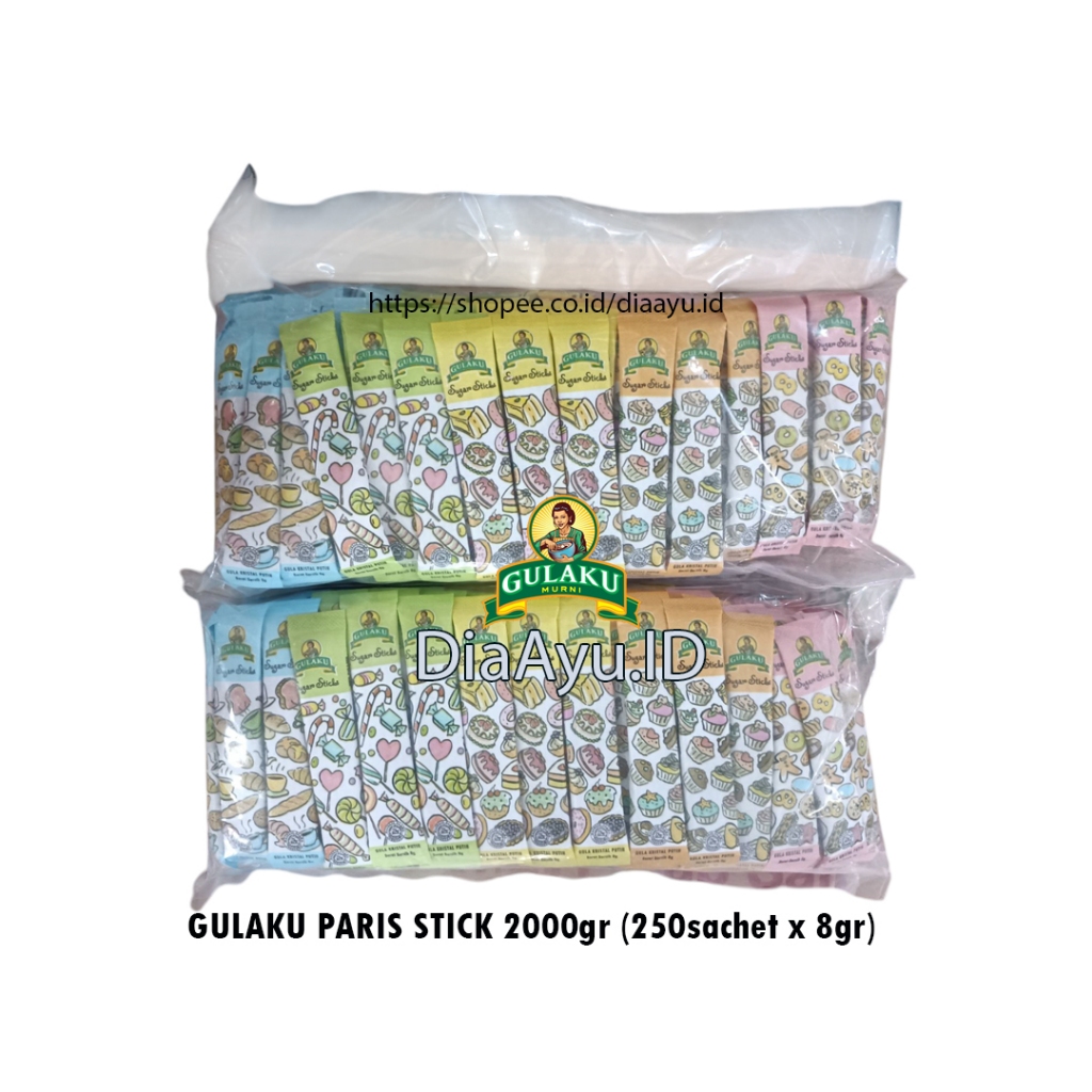 Jual Gulaku Paris Stick 250 sachet x 8gr- Gula pasir stick gulaku berat ...