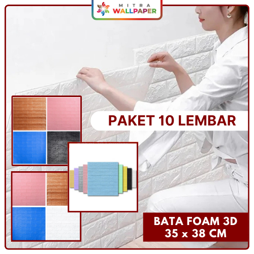 Jual JUAL [COD] Wallfoam 3D Bata Warna Wallpaper Dinding 3D Foam Stiker ...
