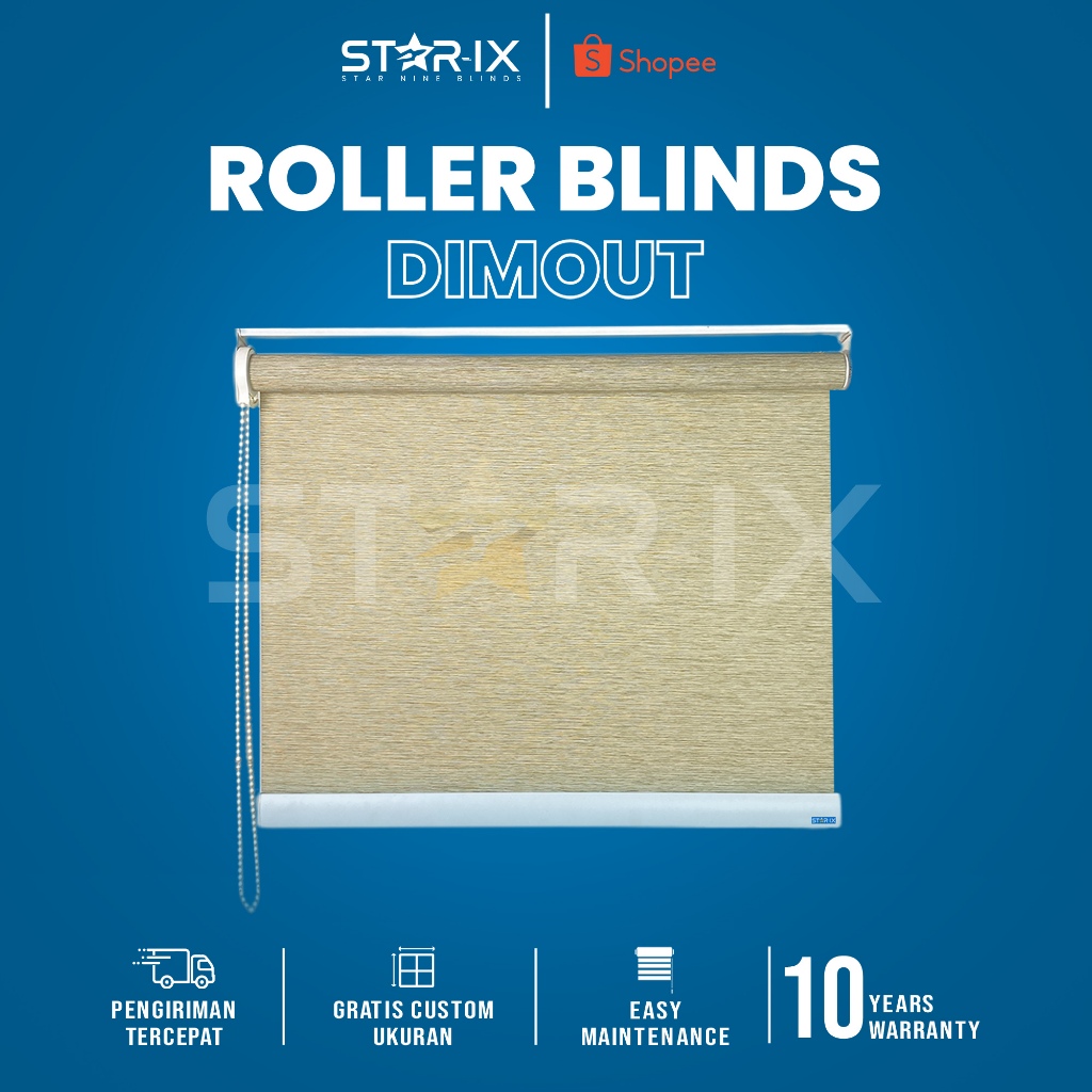 Jual Roller Blinds Indoor Dimout STAR-IX - Ukuran Kostum - Tirai Modern ...