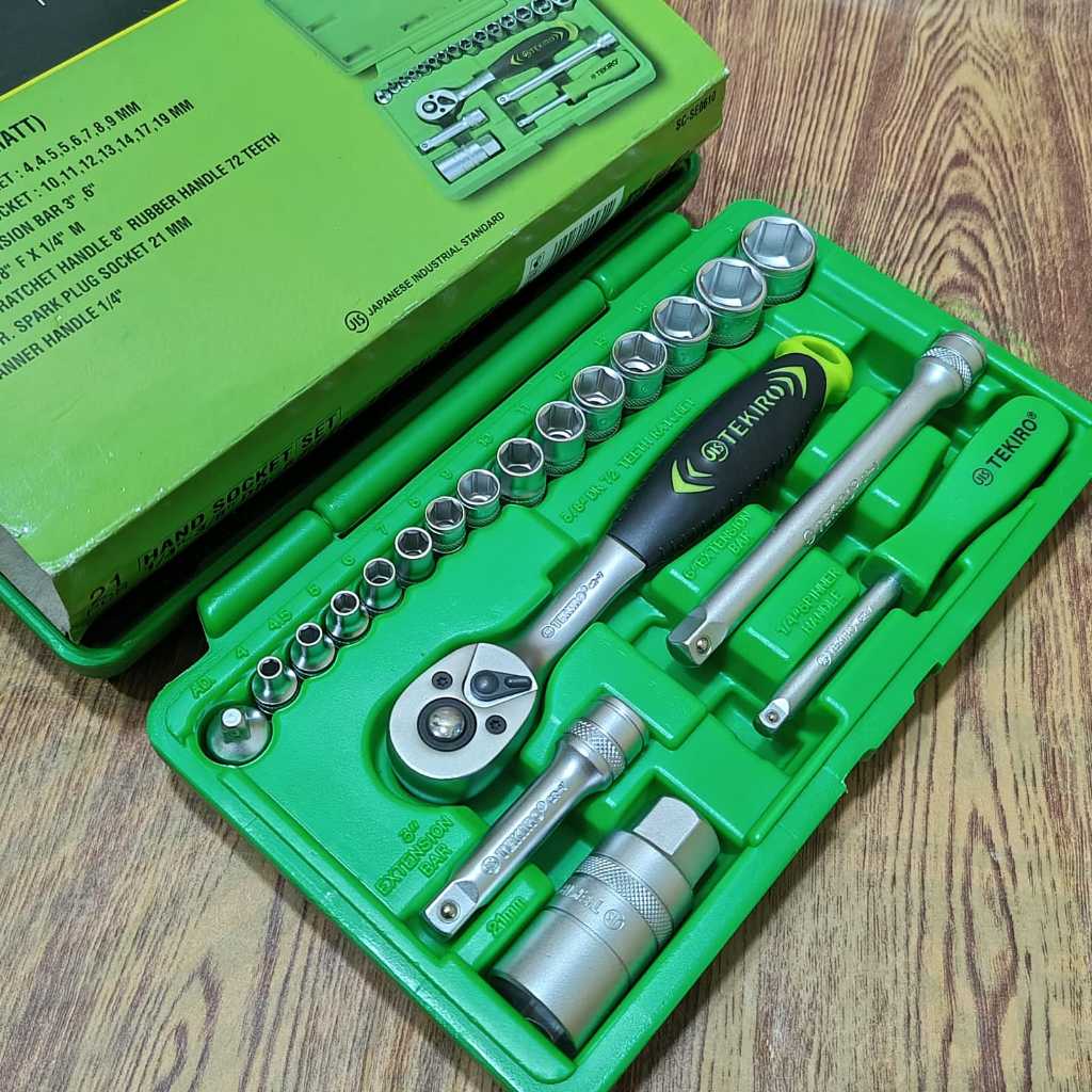Jual TEKIRO Kunci Sok Set 21pcs Kunci Shock Set Lengkap Kunci Mata Sok 21 PCS Set Socket 1/4 ...