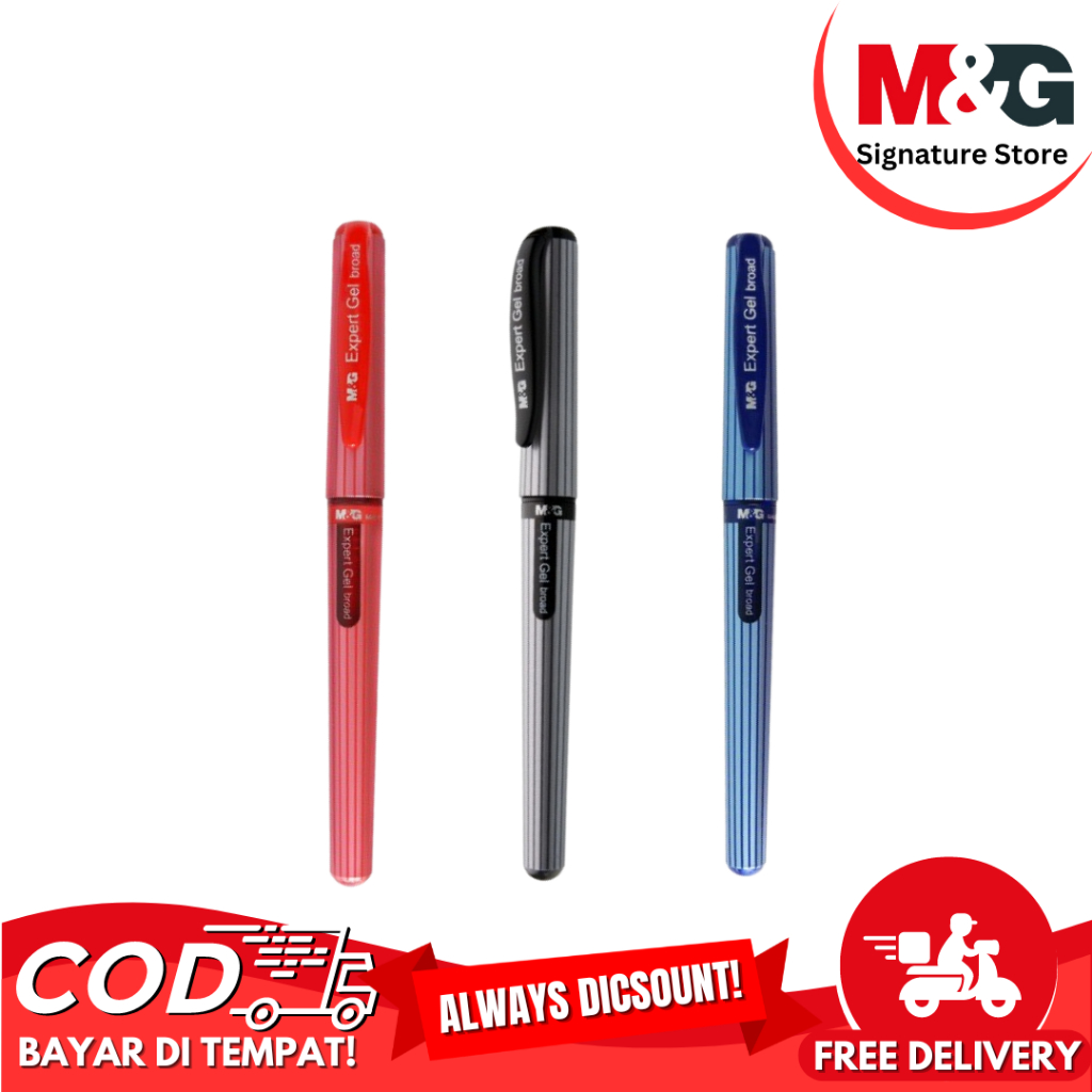 Jual Pulpen Tebal Expert Gel Broad Sign M&G Tip 1.0mm hitam biru merah ...