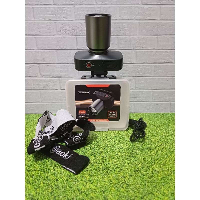 Jual Senter kepala zoom AK-3686K merek aoki cahaya kuning 60W Tahan hingga 10 jam | Shopee Indonesia