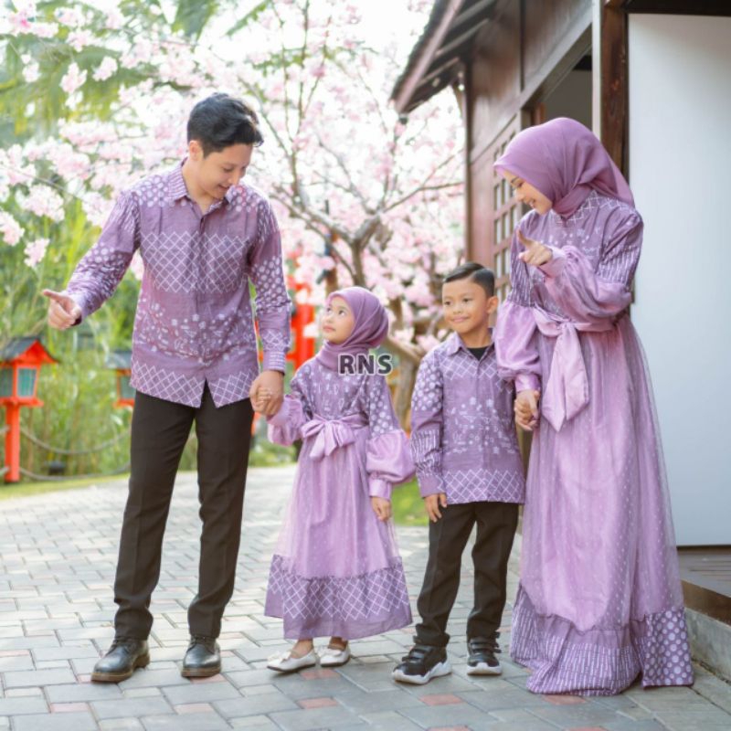 Jual Set Couple Sarimbit Keluarga Aura Raya Lavender Lebaran Model ...