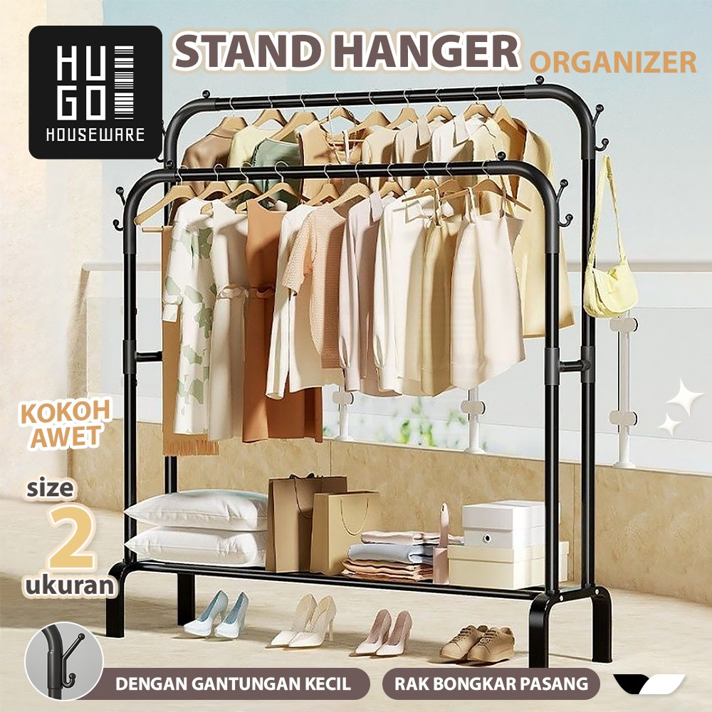 Jual HUGO Stand Hanger Gantungan Baju Berdiri Bahan Besi Tempat Gantung ...