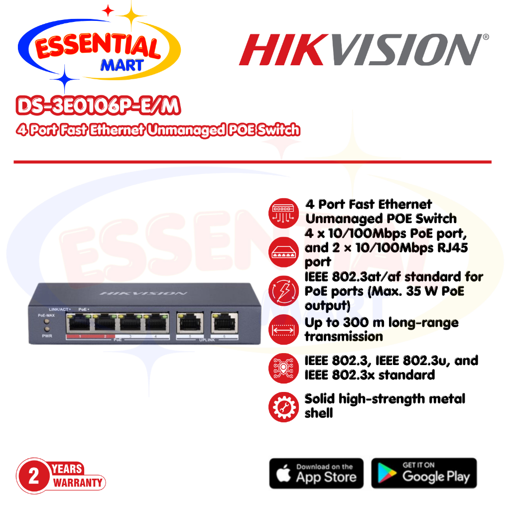 Jual Switch POE Hikvision DS-3E0106P-E/M 4 Port + 2 Uplink | Shopee Indonesia